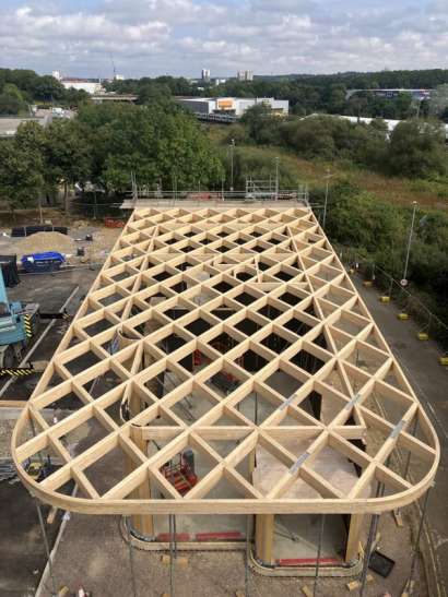 roof structure from above | CLT, Glulam & Hybrid Structural Solutions - UK