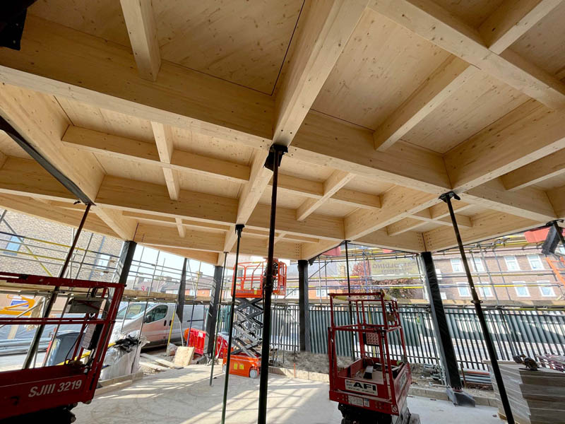 G-frame completes CLT installation at Kingsley Hall | CLT, Glulam ...